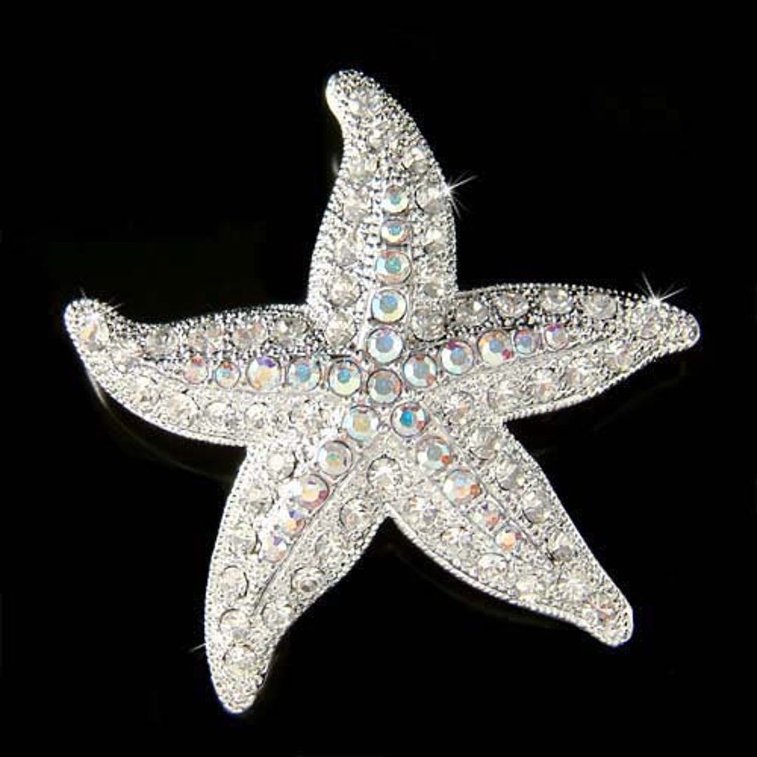 Swarovski Crystal STARFISH Star Fish Beach Bride Bridal Wedding Marine ...
