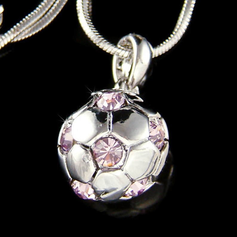 Swarovski Crystal Purple 3D Football Soccer Ball Chain Necklace Unisex ...