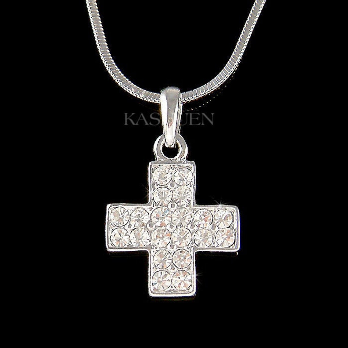 Swarovski Crystal Square Greek Cross Simple God Faith | Etsy