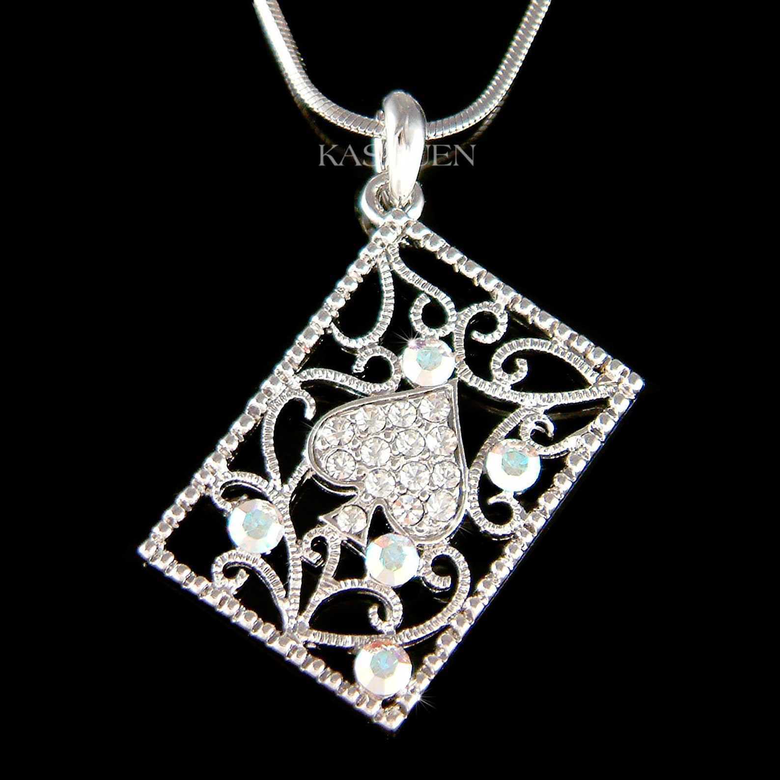 Swarovski Crystal Filigree Playing Card Games Spades Symbol | Etsy