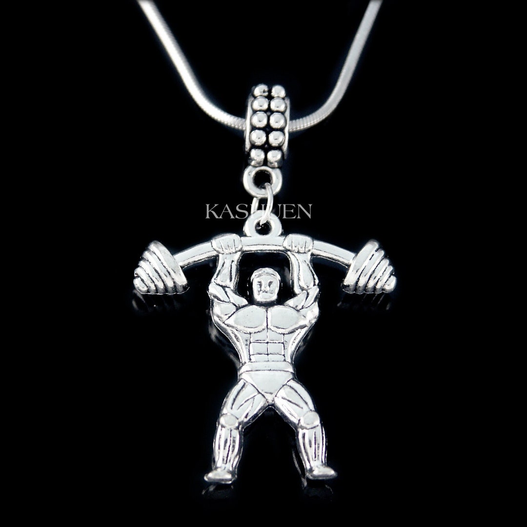3D Bodybuilder Necklace Weightlifter Weightlifting Jewelry Gym ...