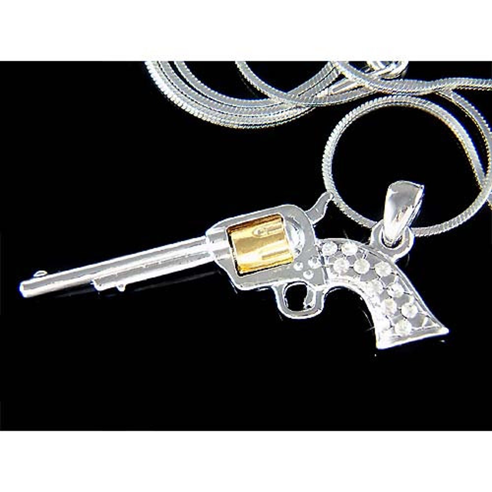 Swarovski Crystal Long Barrel Revolver Colt Gun Pistol Pendant - Etsy