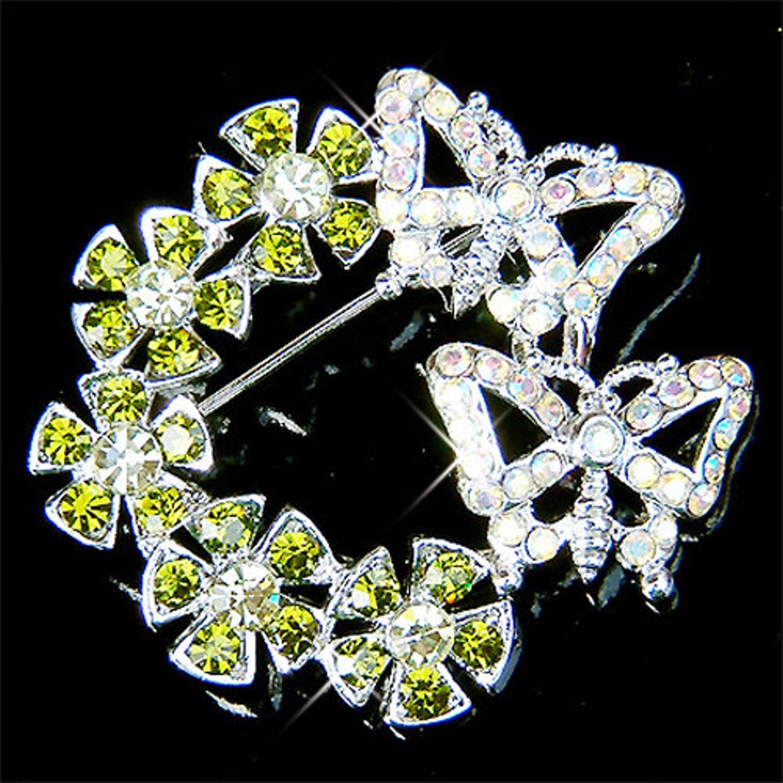 Swarovski Crystal Pink AB Butterfly Flower Floral Wreath Plant | Etsy