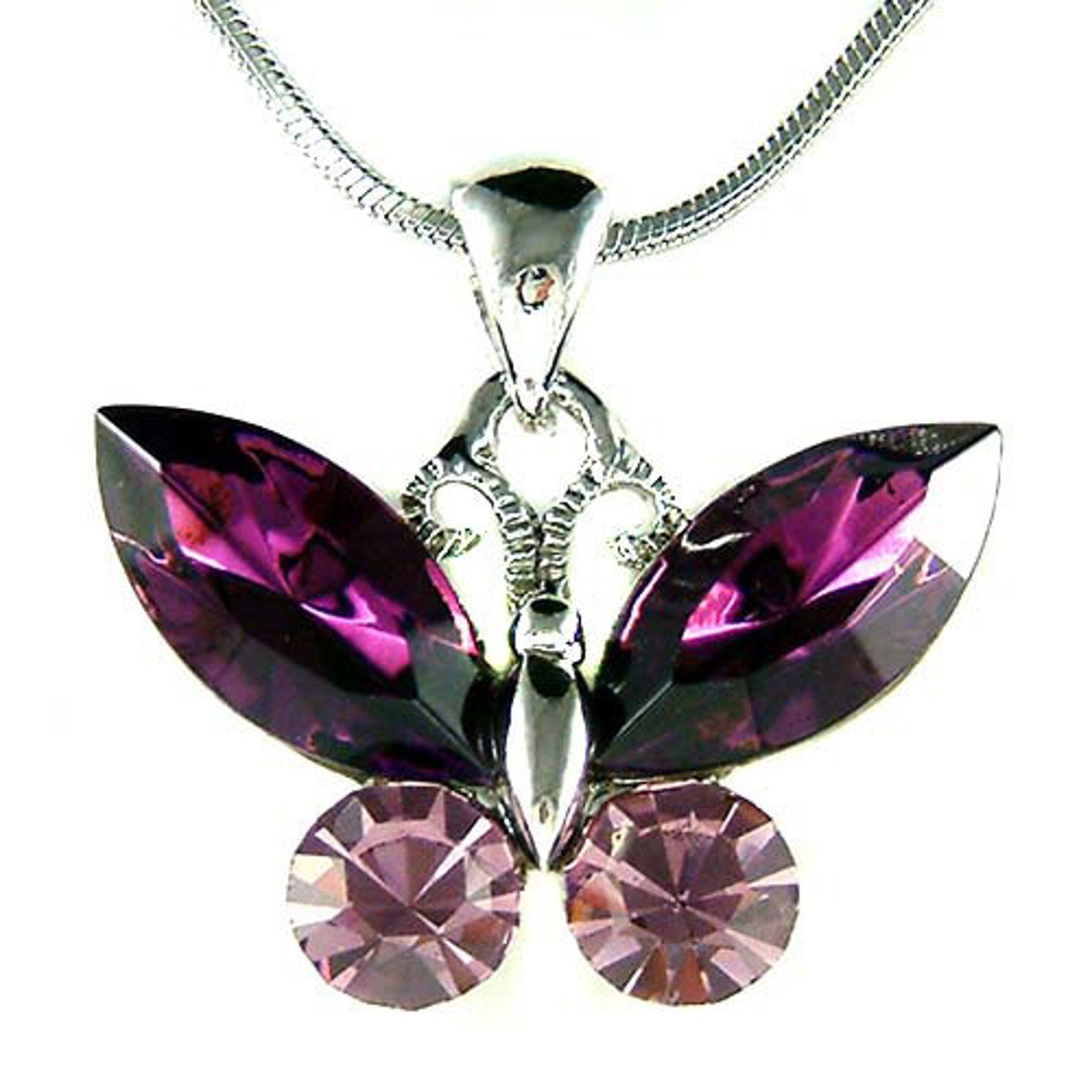 Swarovski Crystal Purple BUTTERFLY Bridal Wedding Necklace | Etsy