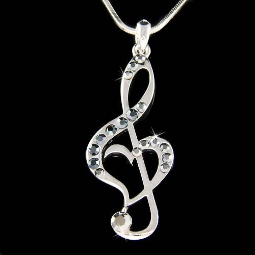 Purple Swarovski Crystal TREBLE G CLEF Necklace Love Music | Etsy