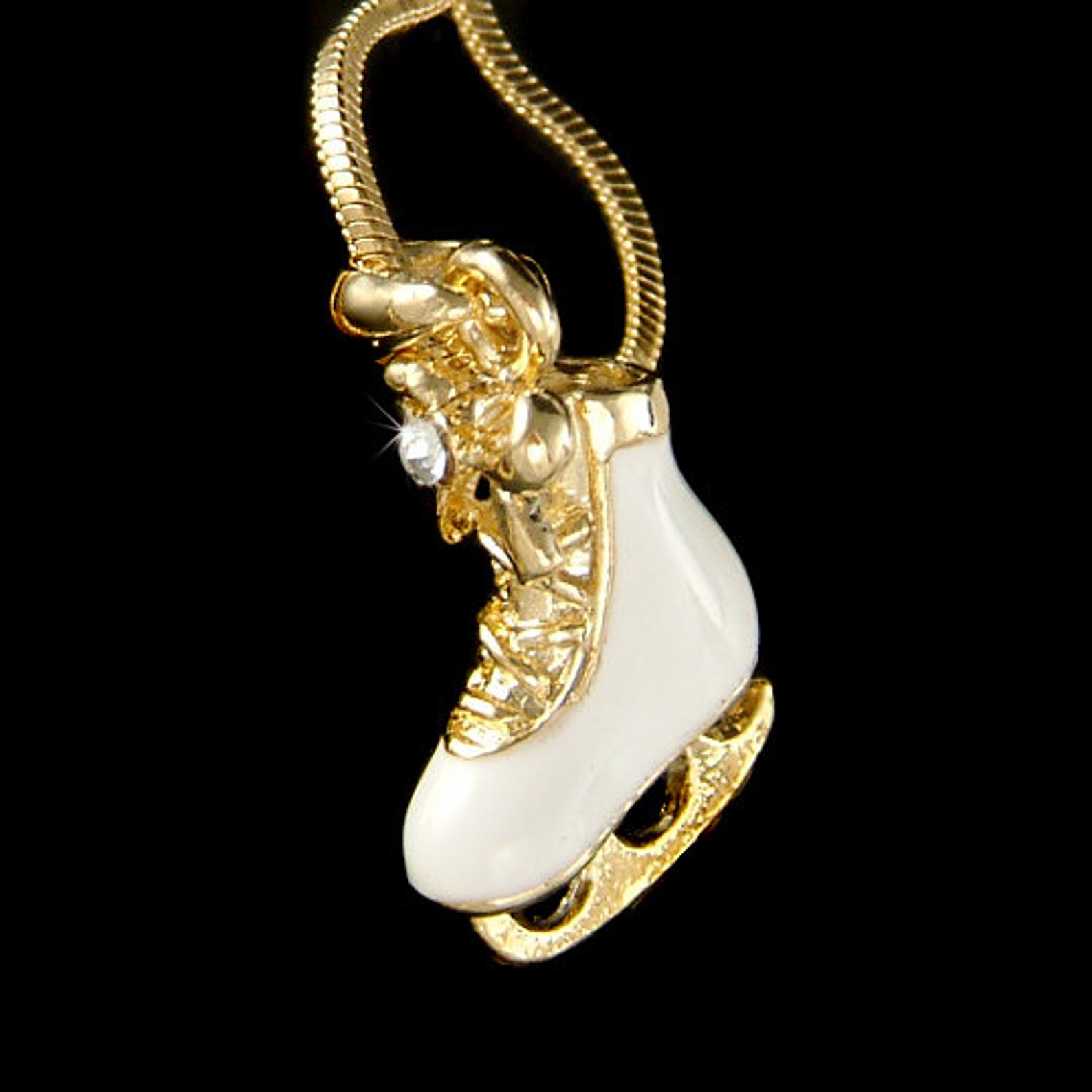 Swarovski Crystal White Girls Ice Figure Skating Hockey Shoes Skate ...