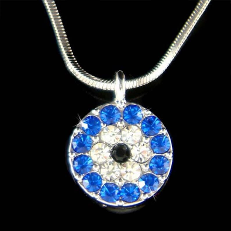 Swarovski Crystal Jewish Judaism Blue Round Evil Eye - Etsy