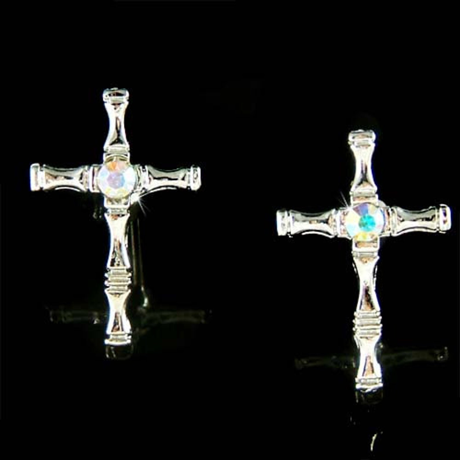 Swarovski Crystal Cross Jesus Christ God Lord Religious Stud Pierced ...