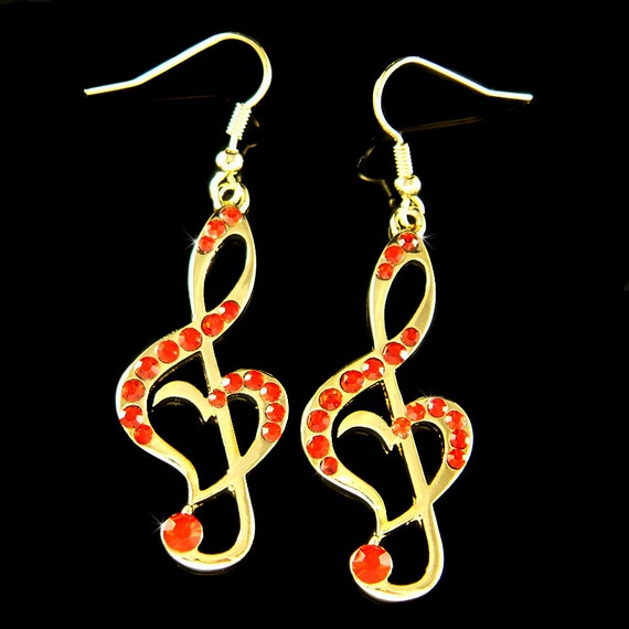 Swarovski Crystal Red TREBLE G CLEF Love Music Musical Note | Etsy