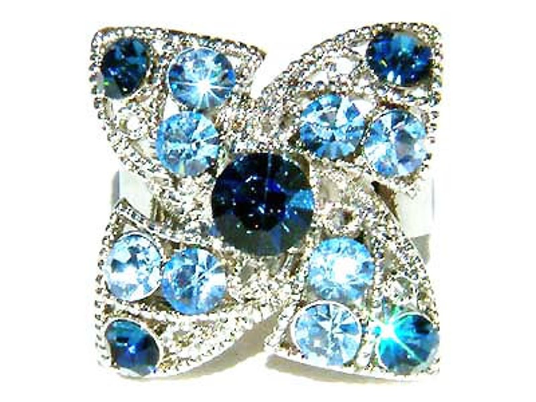 Swarovski Crystal Blue Lucky Pinwheel Windmill Wind Wheel 4 Four Leaf ...