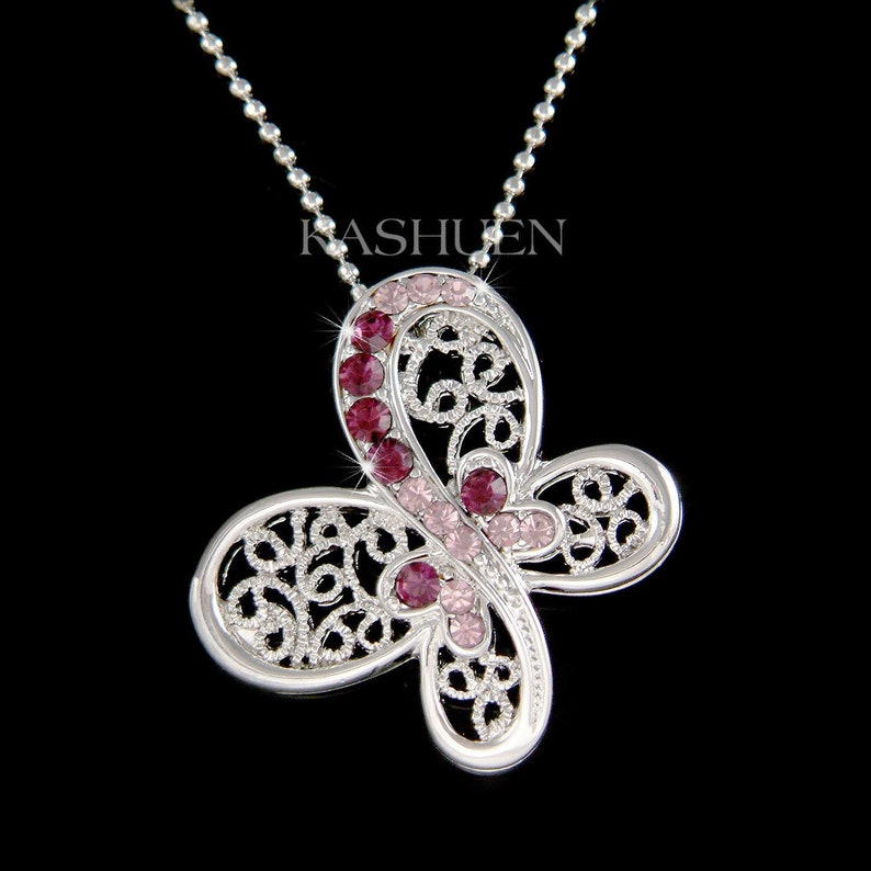 Swarovski Crystal Purple BUTTERFLY Bridal Wedding Necklace - Etsy