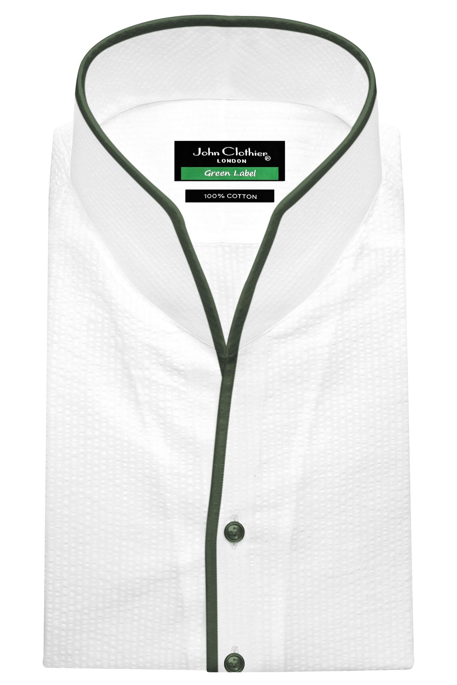 Puckered Texture Custom Made Standup Wrinkle Free White Seersucker High ...