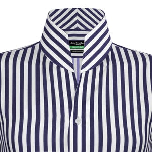 Striped High Stand Collar Shirt, Handmade Egyptian Cotton - Etsy