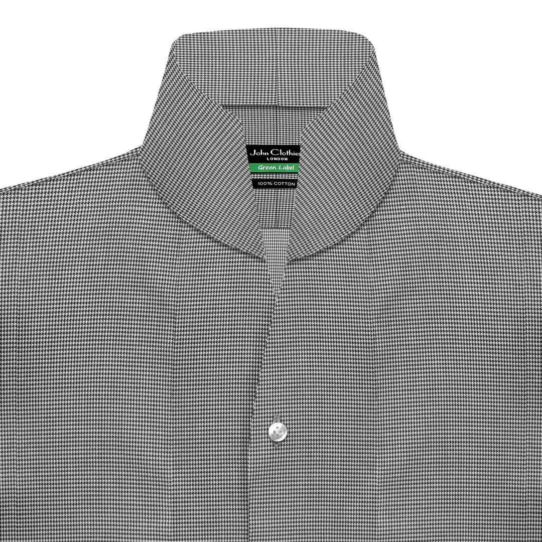 Mens Houndstooth High Stand Collar Shirt - Handmade Egyptian Cotton ...