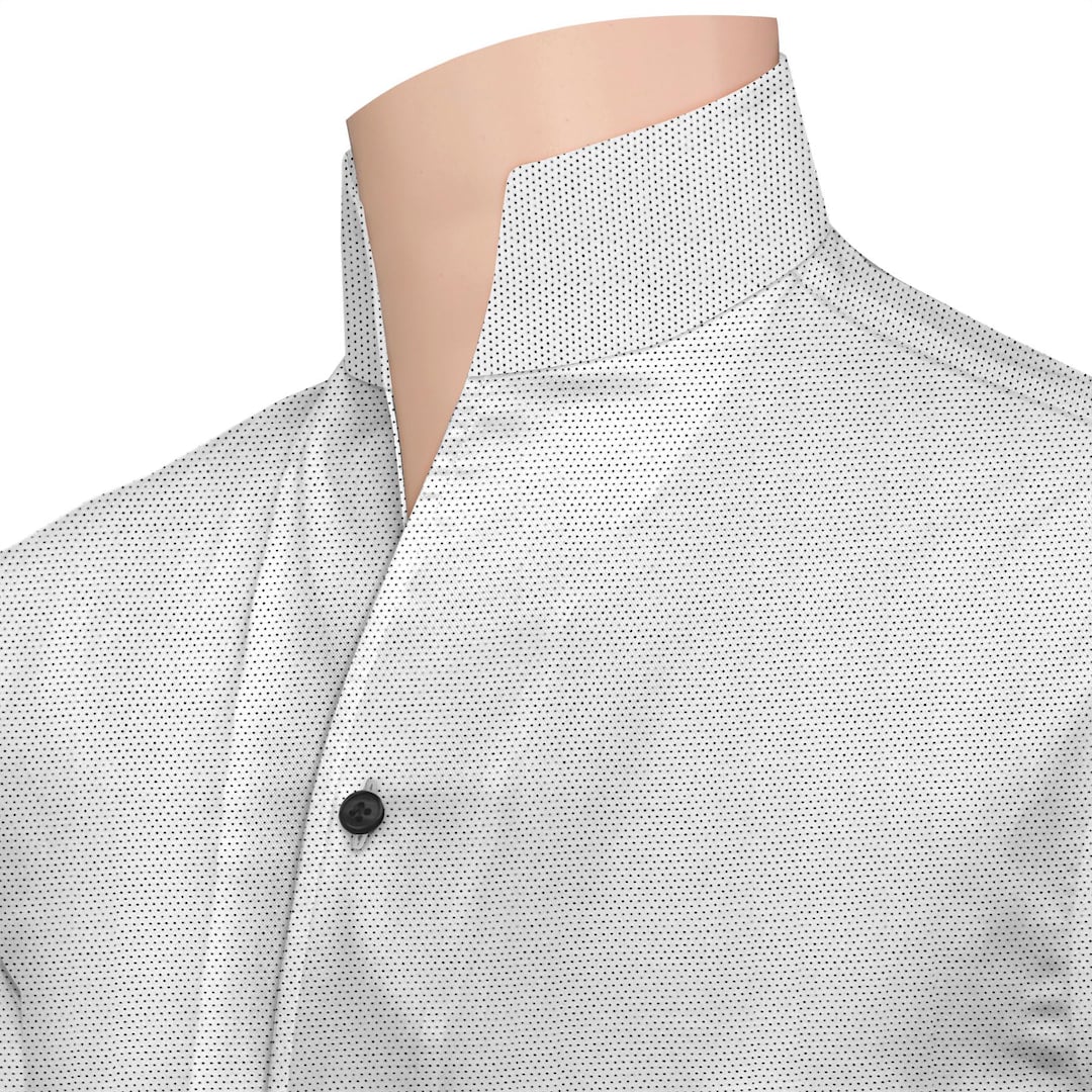 Mens Egyptian Cotton High Collar Shirt Black Microdots Made to Measure ...