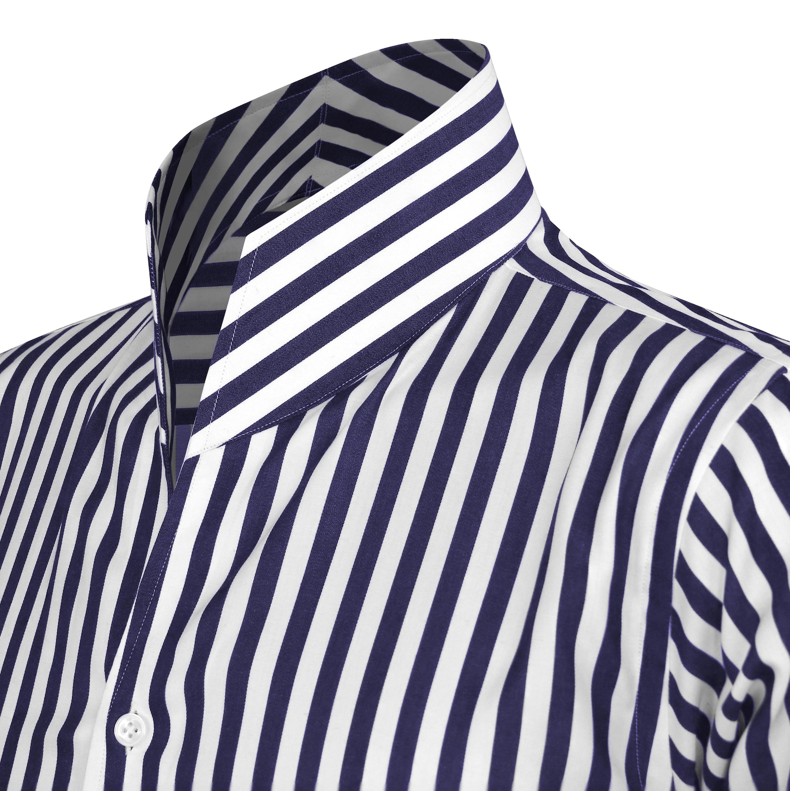 Striped High Stand Collar Shirt, Handmade Egyptian Cotton - Etsy