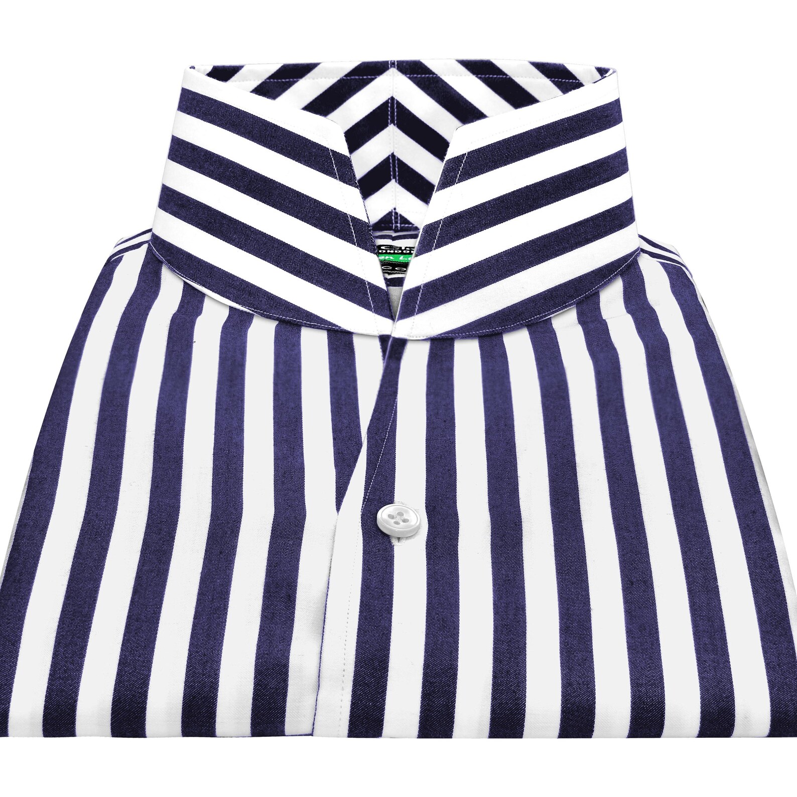 Striped High Stand Collar Shirt, Handmade Egyptian Cotton - Etsy