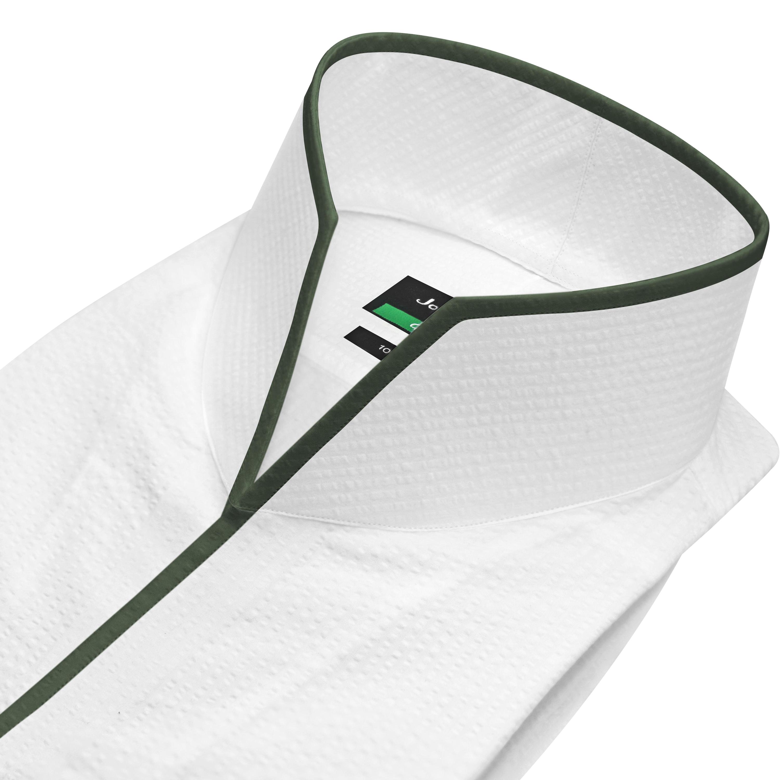 Puckered Texture Custom Made Standup Wrinkle Free White Seersucker High ...