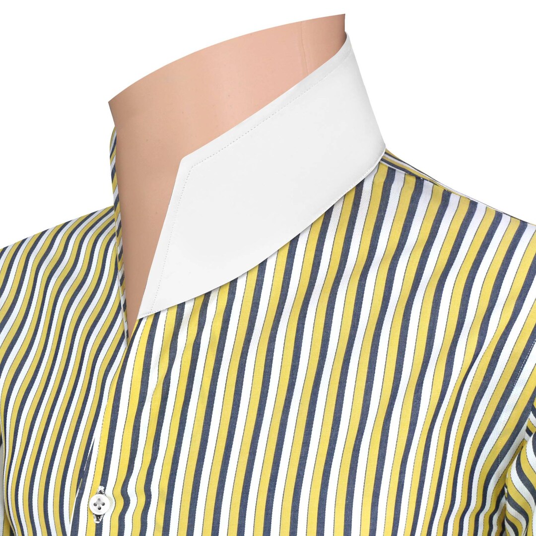 Men's Tall Neck Dress Shirt Buttonless V Neck Band Stiff Grandad Collar ...