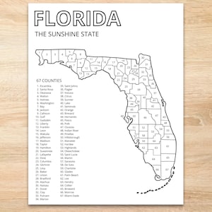 Florida Map With Cities and Counties | Coloring Worksheet, Major ...