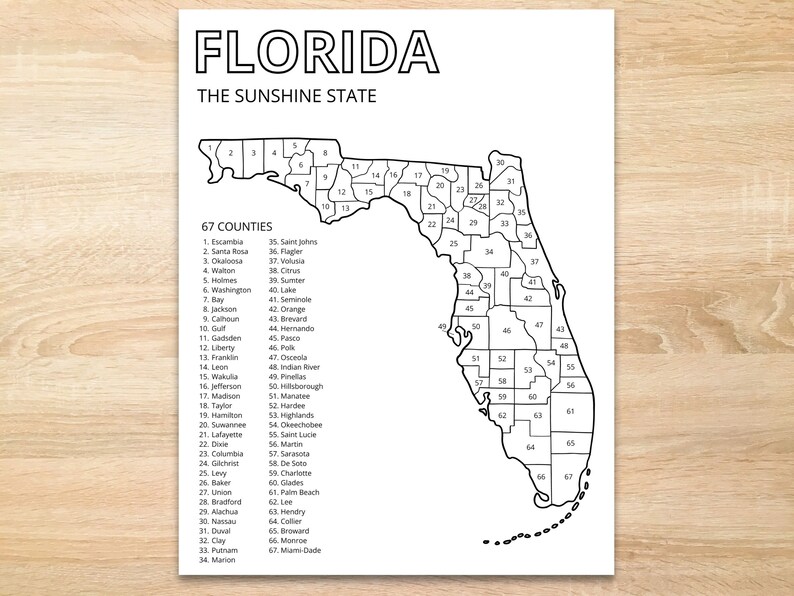 Florida Map With Cities and Counties | Coloring Worksheet, Major ...
