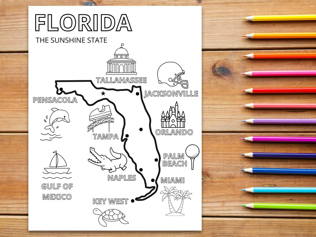 Florida Map With Cities and Counties | Coloring Worksheet, Major ...