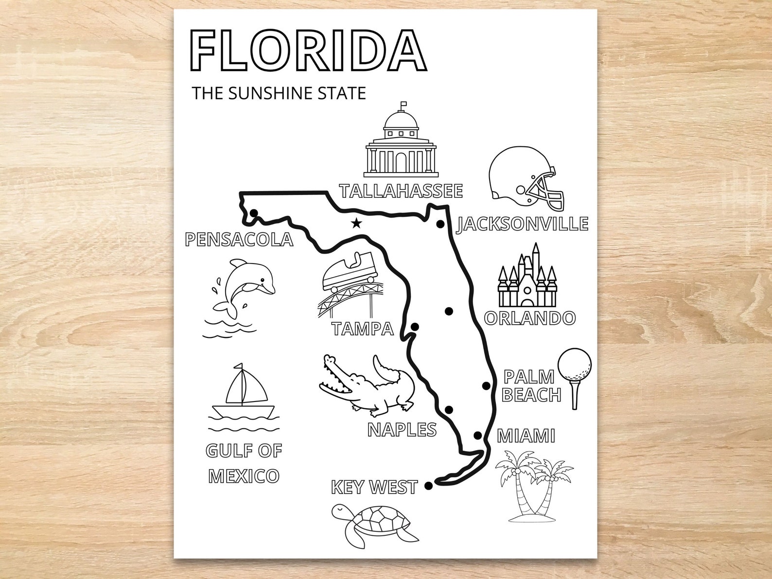 Florida Map With Cities and Counties | Coloring Worksheet, Major ...