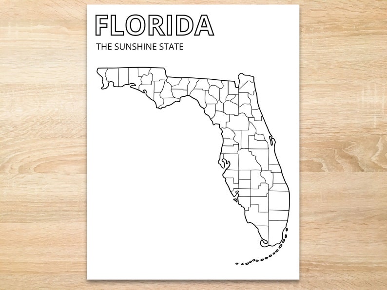 Florida Map With Cities and Counties | Coloring Worksheet, Major ...