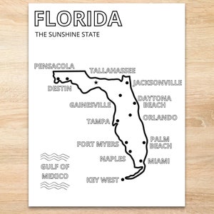 Florida Map With Cities and Counties | Coloring Worksheet, Major ...