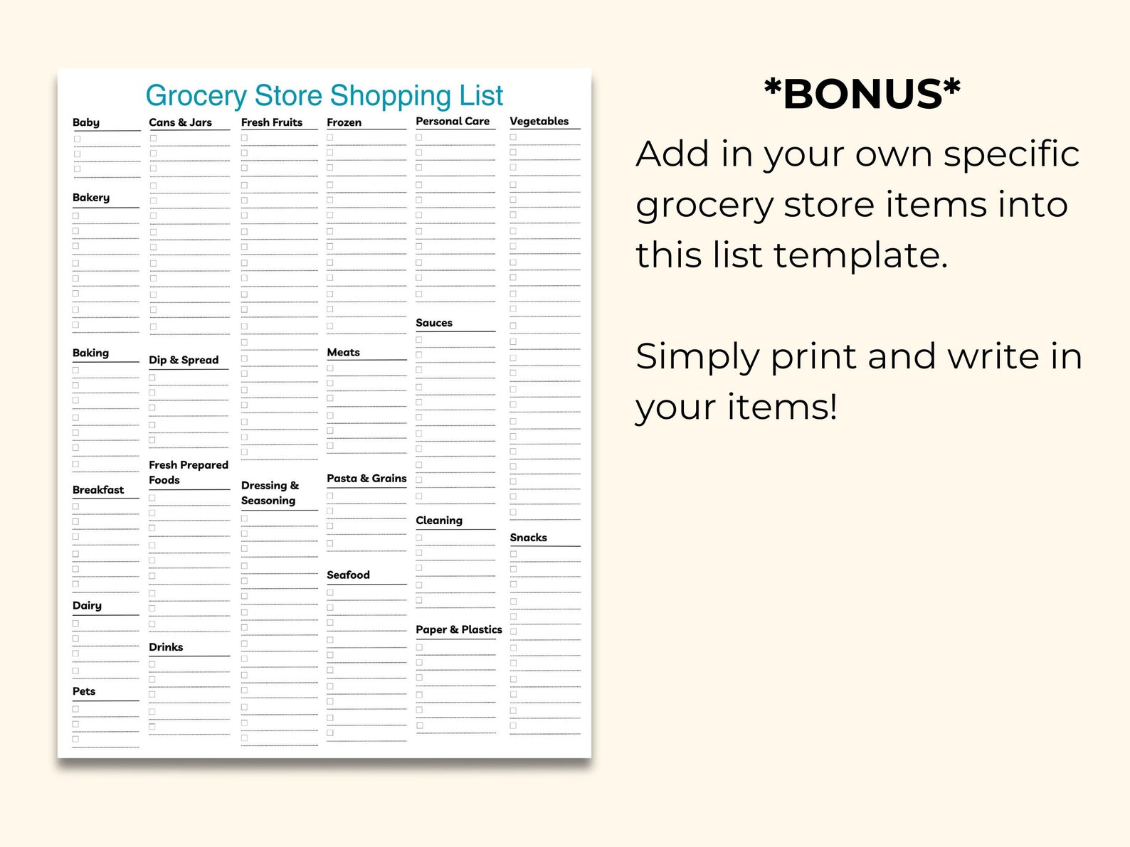 Grocery Store Shopping List | Food Shopping List Ideas to Meal Plan for ...