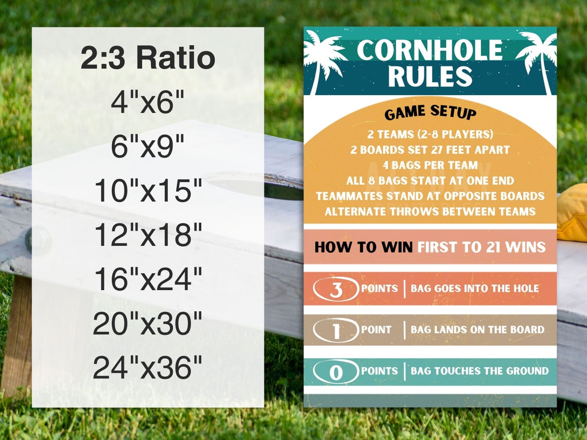 Cornhole Game Rules | Cornhole Scoreboard, Retro Vintage Summer Sign ...