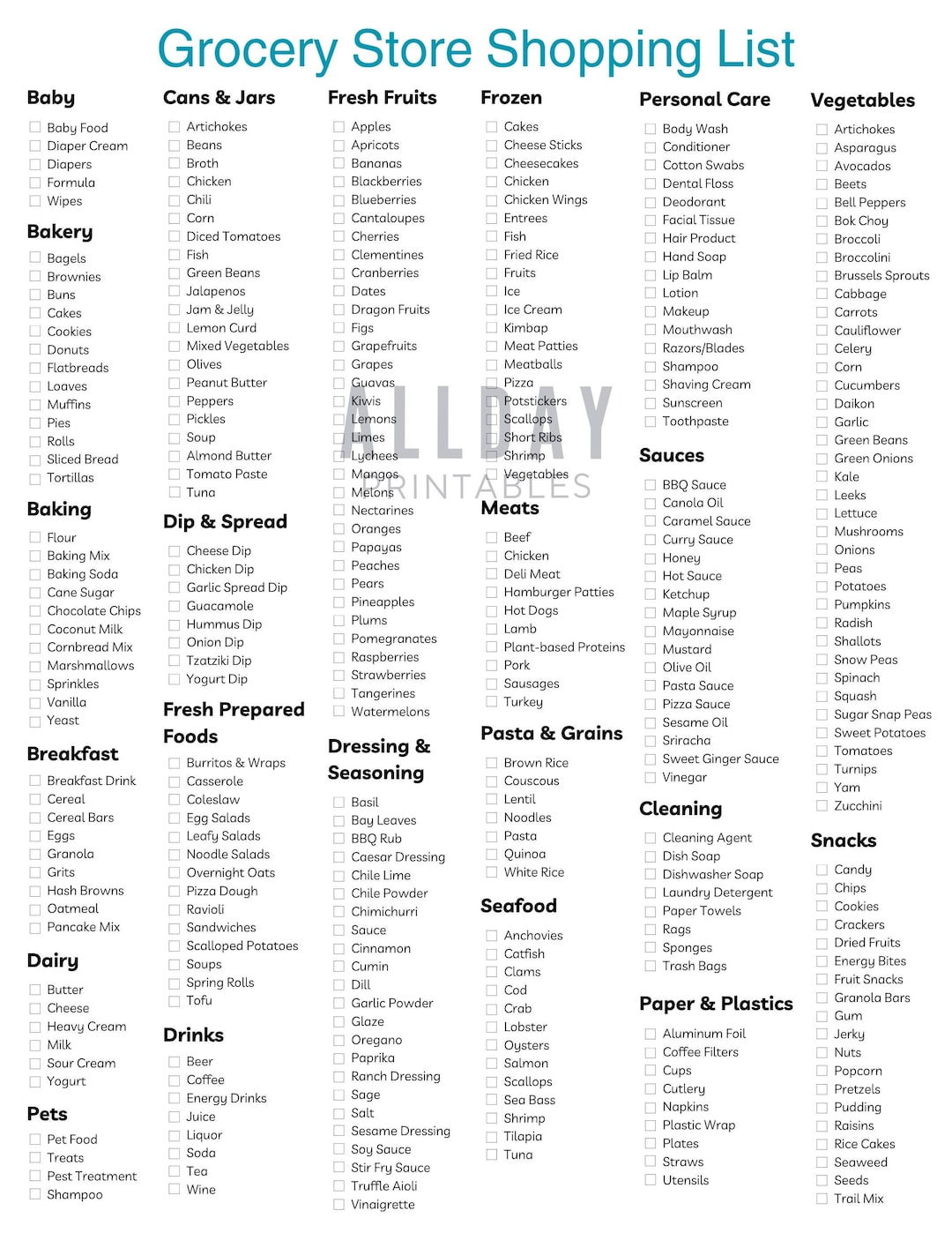 Grocery Store Shopping List | Food Shopping List Ideas to Meal Plan for ...