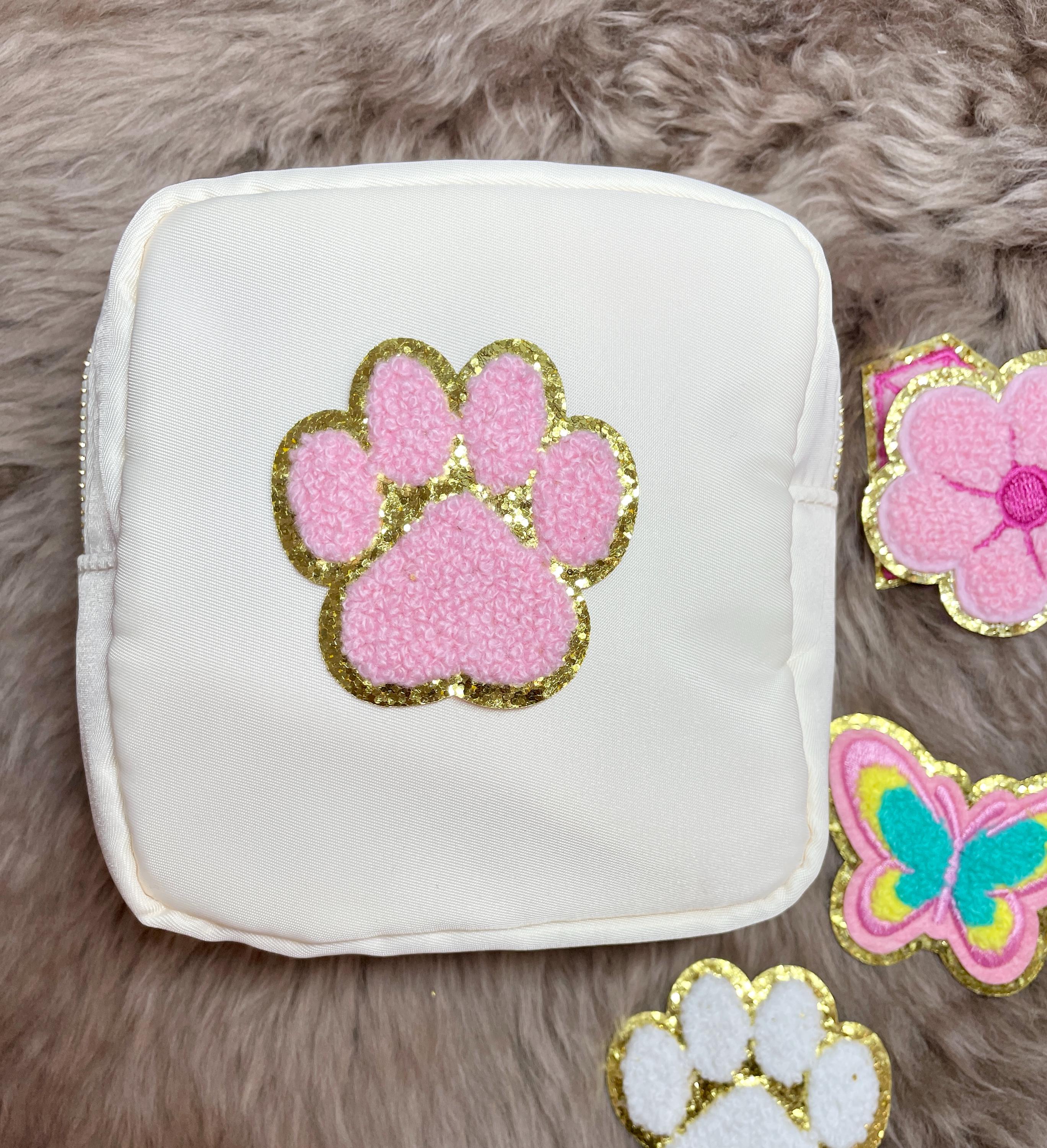 Dog Paw Chenille Iron on Patch | Cat Paw Chenille Glitter Patch | Pet ...