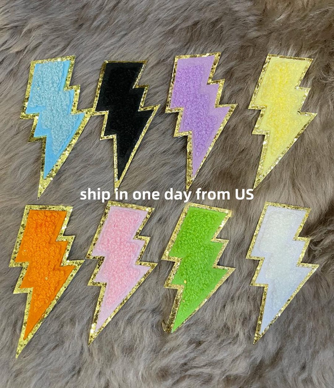 Lightning Bolts Iron on Patch | Lightning Chenille Patch | Iron on ...