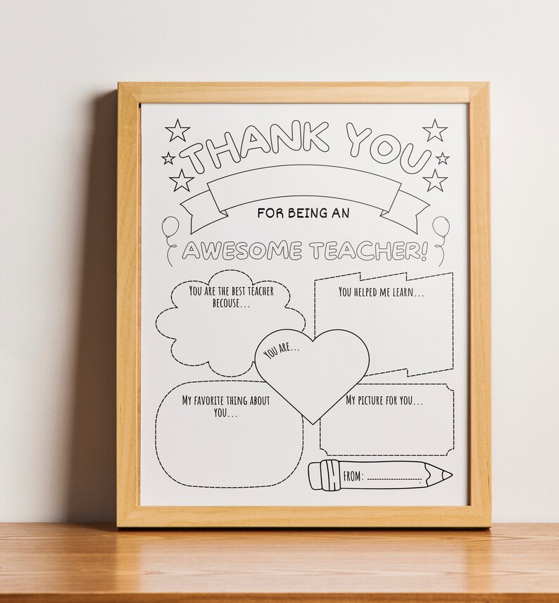 Teacher Appreciation Printable Coloring Pages Thank You Gift for ...