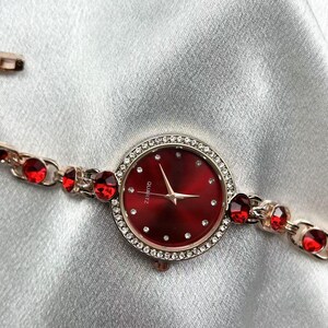 Red Round Watch, Vintage Women's Watch, Masonry Gold Watch, Exquisite ...