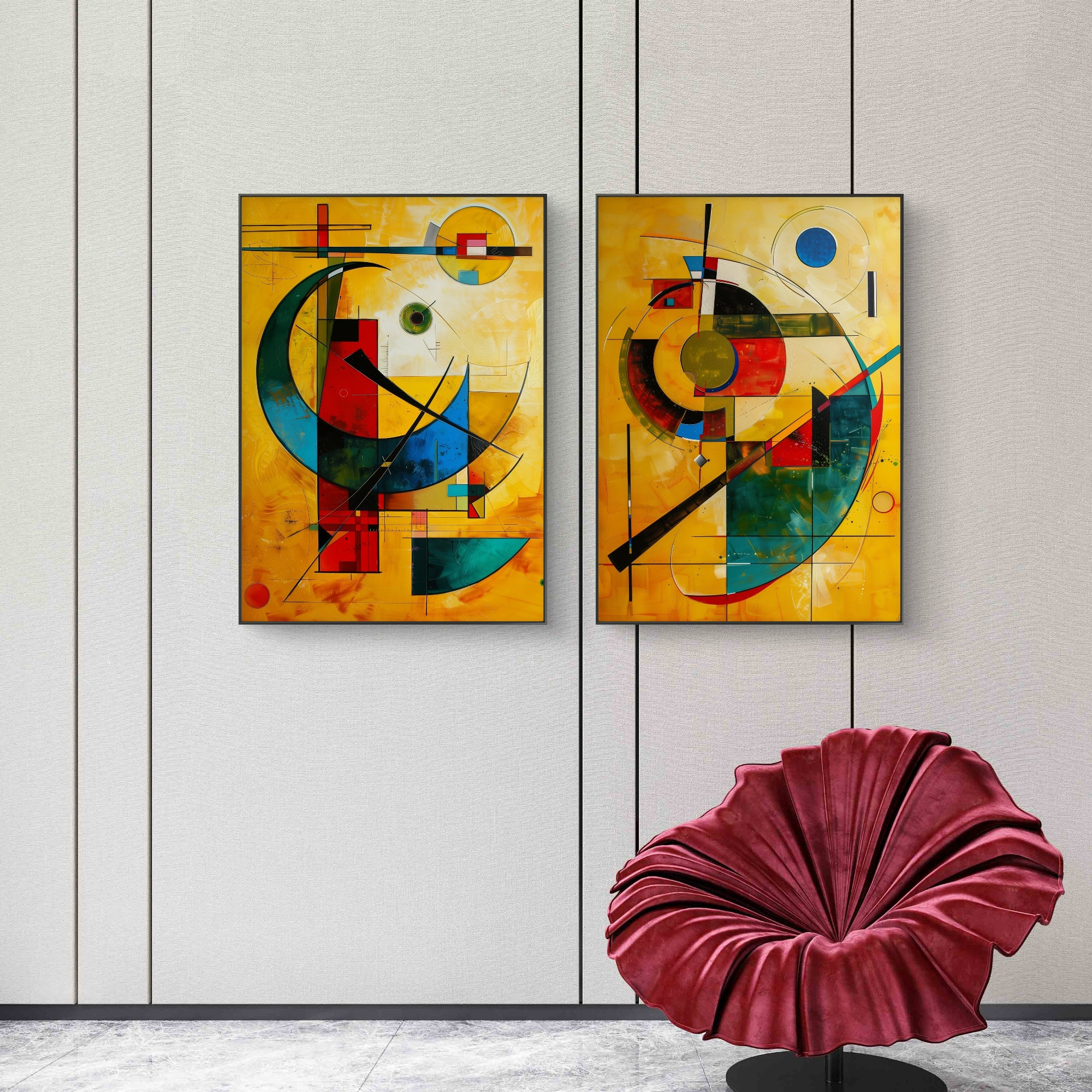 Wassily Kandinsky Style, Set of 2 Digital Print Canvas, Fine ...