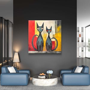 Original Art Painting Cat, Two Cats "jose Y Maria" , Cat in Art ...