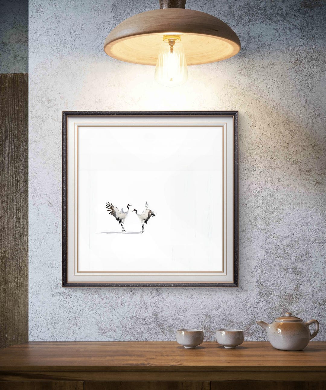 Red-crowed Crane Photo Print, Contrasting Black and White Abstract ...