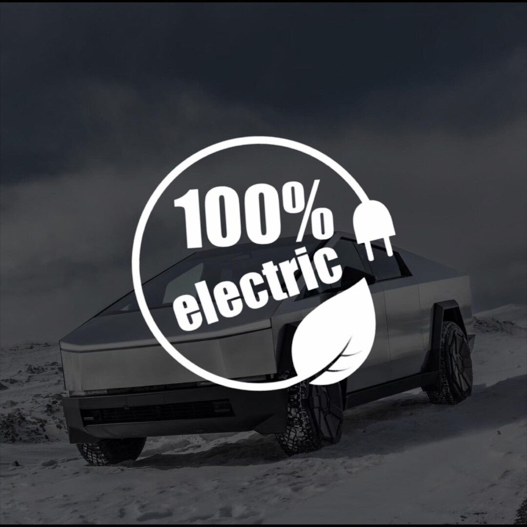 100% Electric Vinyl Sticker Ev Sticker - Etsy