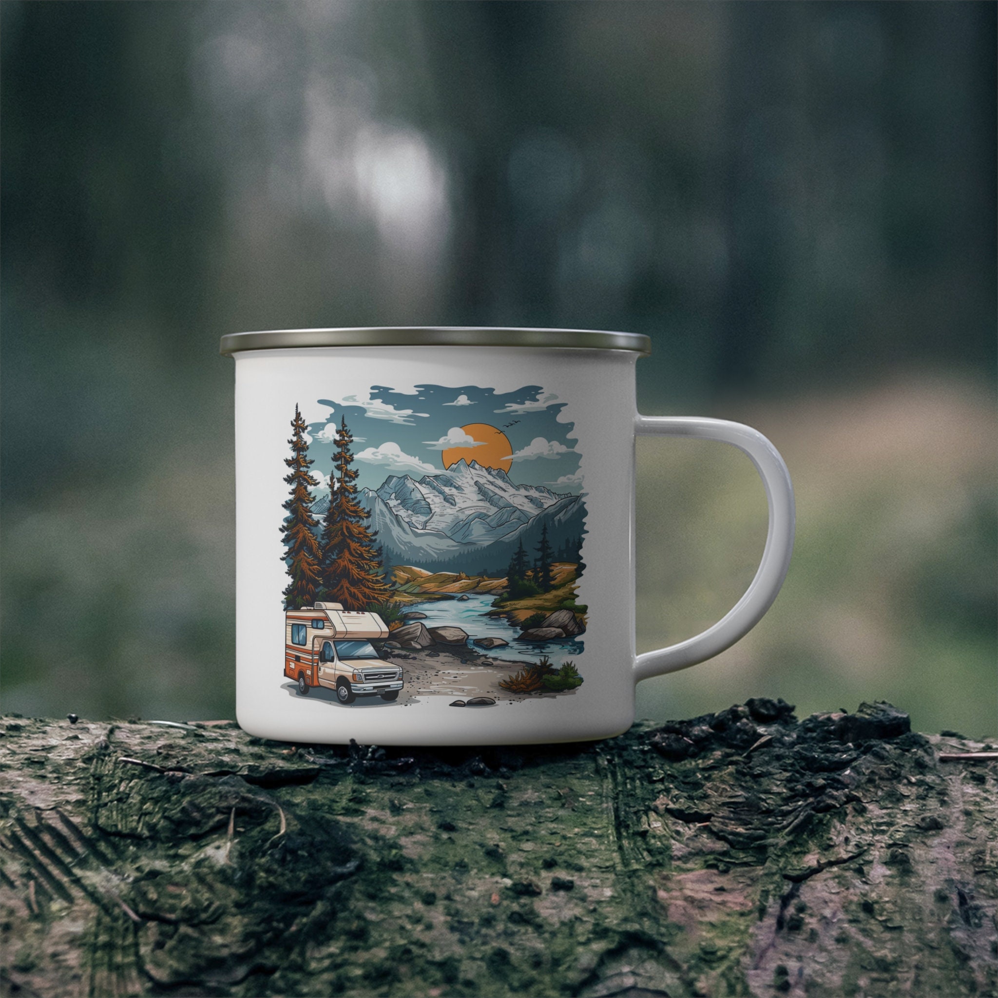 Retro RV Style Camping Mug Tin Camping Cup Vintage Camper Mug Explorer ...