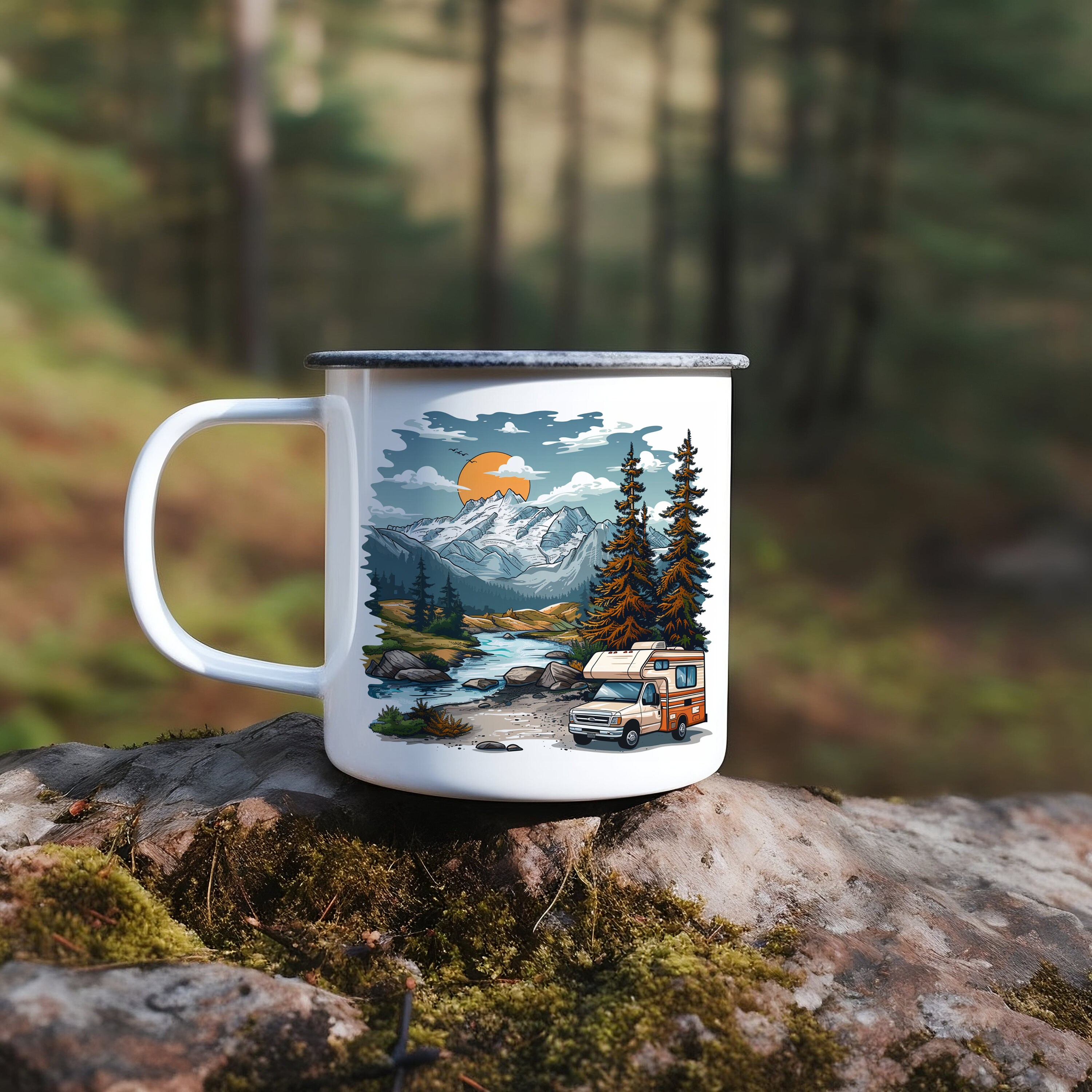 Retro RV Style Camping Mug Tin Camping Cup Vintage Camper Mug Explorer ...