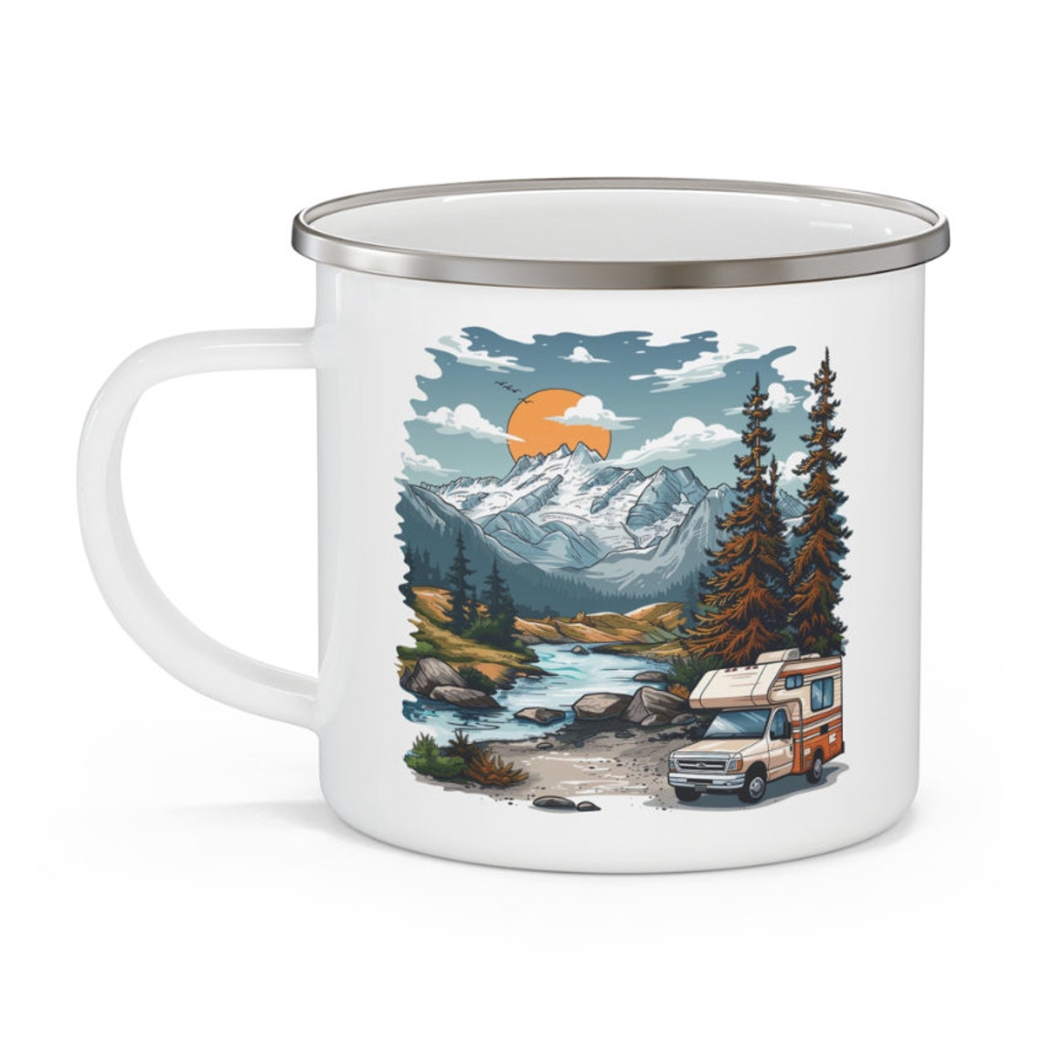 Retro RV Style Camping Mug Tin Camping Cup Vintage Camper Mug Explorer ...