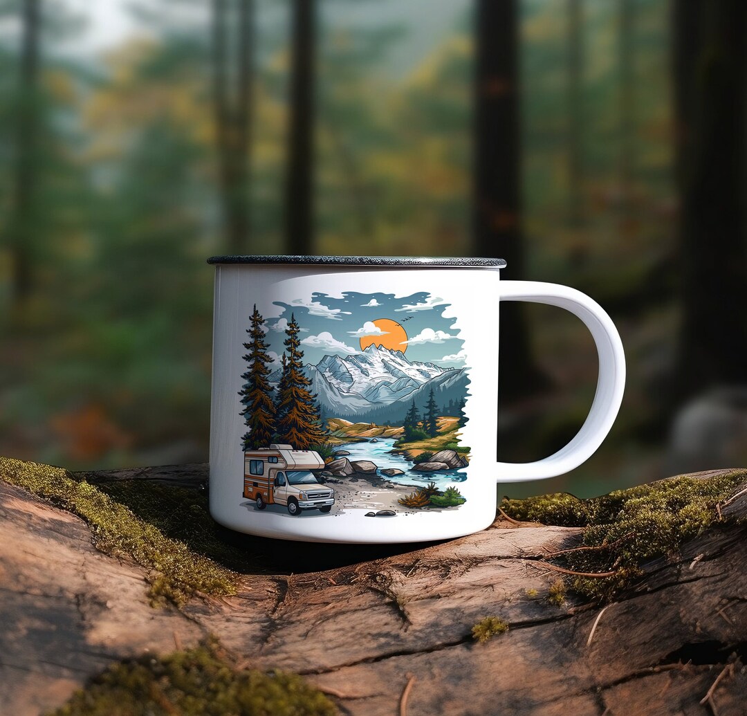 Retro RV Style Camping Mug Tin Camping Cup Vintage Camper Mug Explorer ...