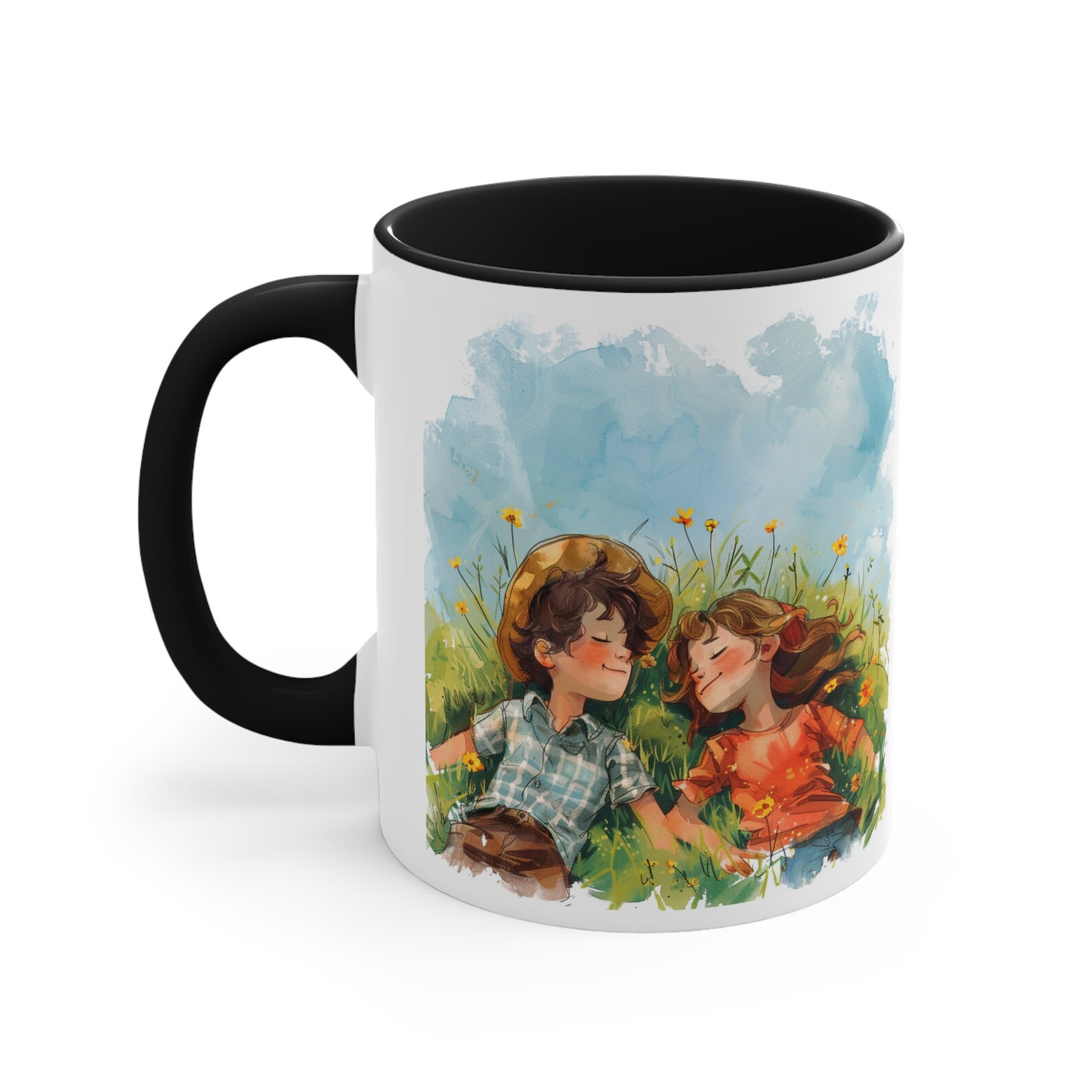 Watercolor Love Coffee Mugs Set Matching Couple Mugs Ceramic Tea Cups ...