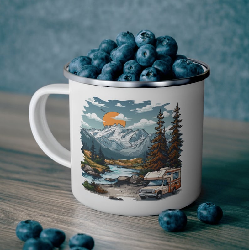 Retro RV Style Camping Mug Tin Camping Cup Vintage Camper Mug Explorer ...