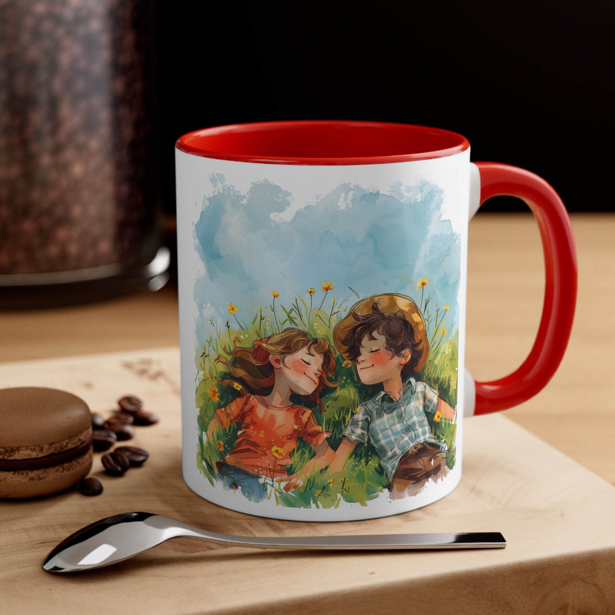 Watercolor Love Coffee Mugs Set Matching Couple Mugs Ceramic Tea Cups ...