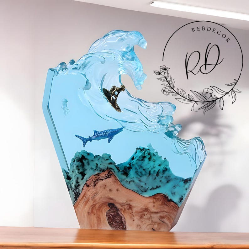 Epoxy Resin Lamp Custom Night Light Wood Epoxy Lamp Decorative Lights ...