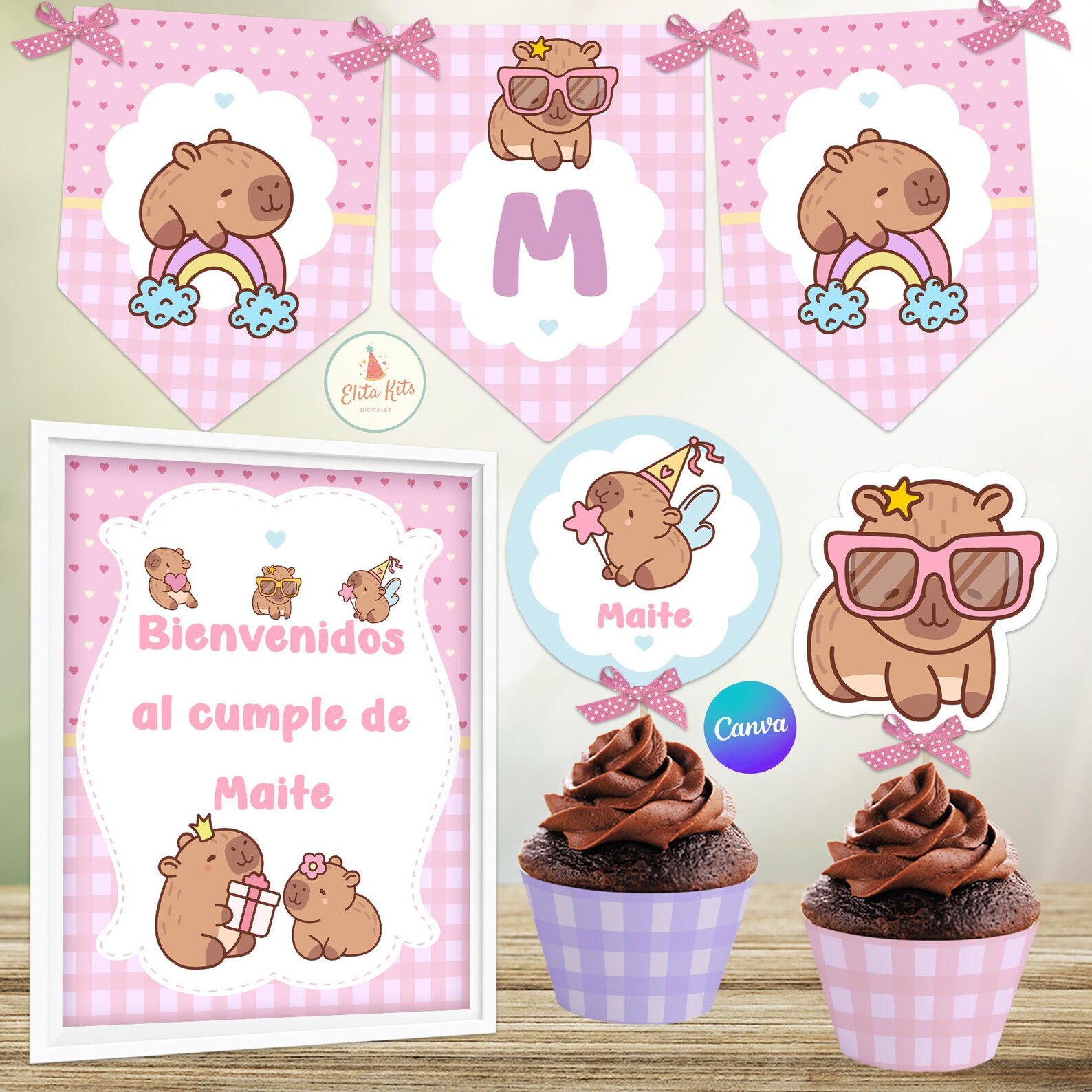 Capybara Birthday Party Favors Bundle, Cute Capybara Party Decorations ...