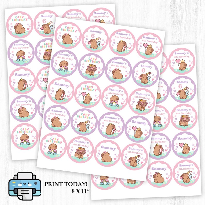 Capybara Cupcake Toppers, Cute Capybara Party Decorations, Capybara ...